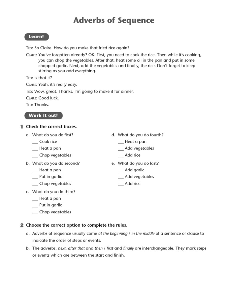 Adverbs of Sequence | PDF | Foods