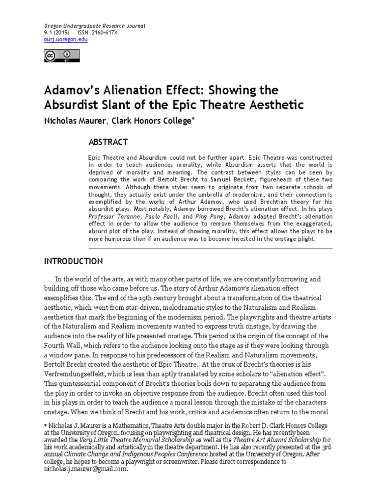 Arthur Adamov's Alienation Effect | PDF | Theatre