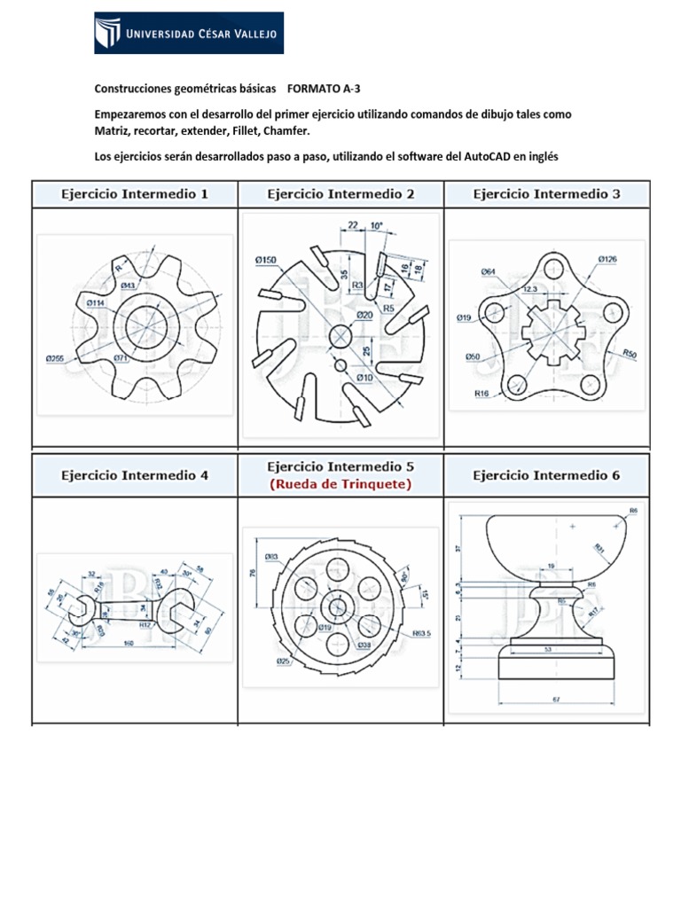 Construcción paso a paso de figuras geométricas básicas utilizando herramientas de AutoCAD | PDF