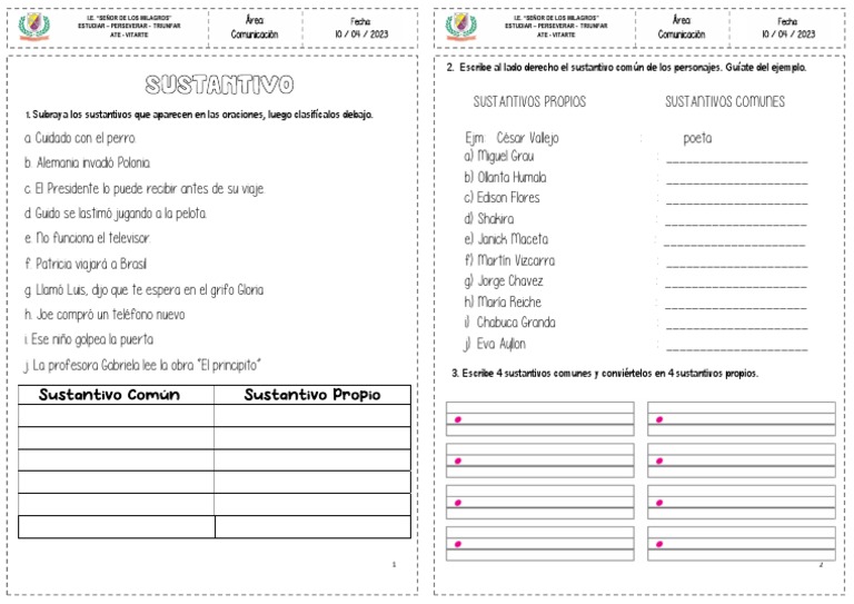 Sustantivo Comun y Propio | PDF | Perú