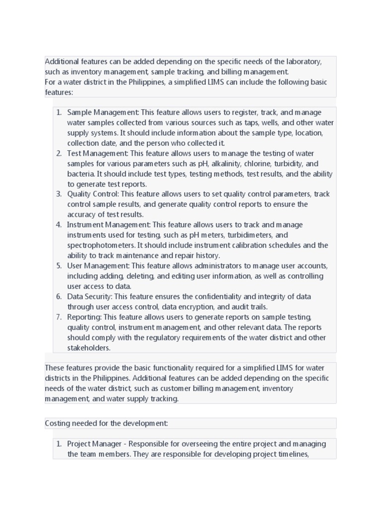 A Simplified LIMS in The Philippines Can Include The Following Basic Features | PDF | Databases ...