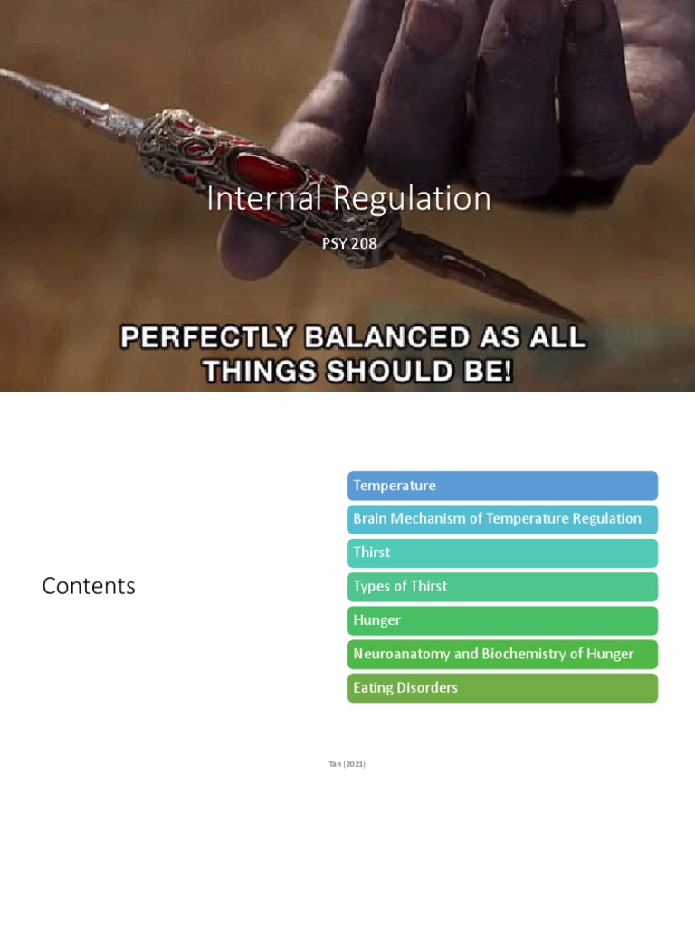 Internal Regulation of Temperature, Thirst and Hunger | PDF ...