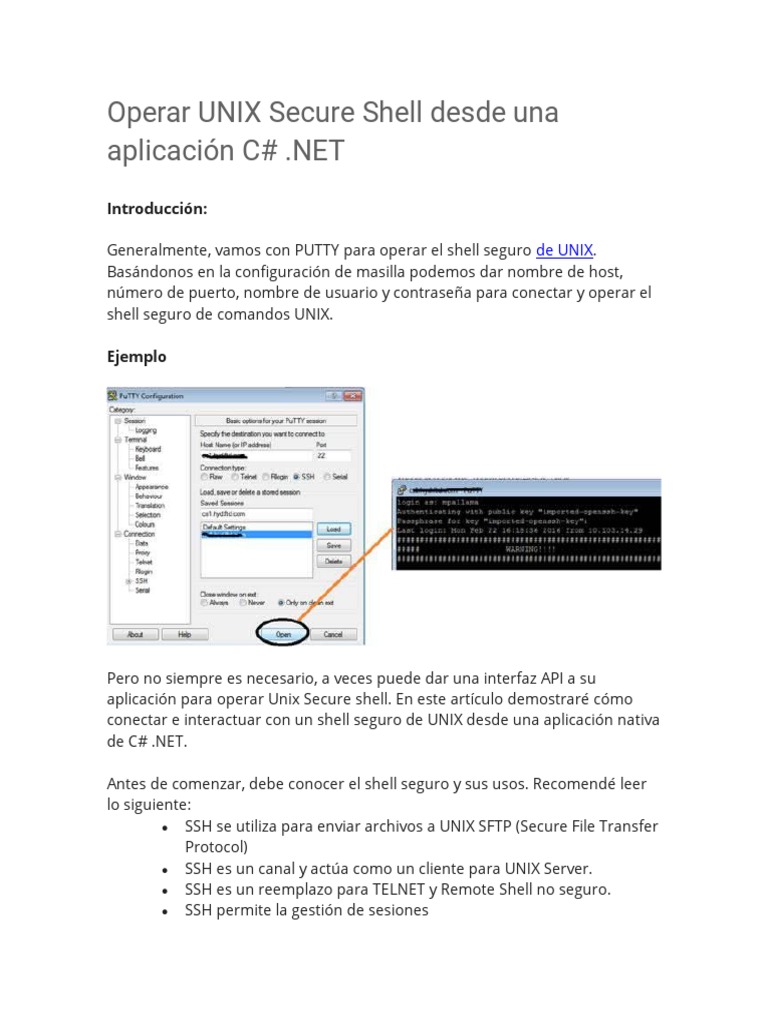 Operar UNIX Secure Shell Desde Una Aplicación CS | Descargar gratis PDF | Cubierta segura ...