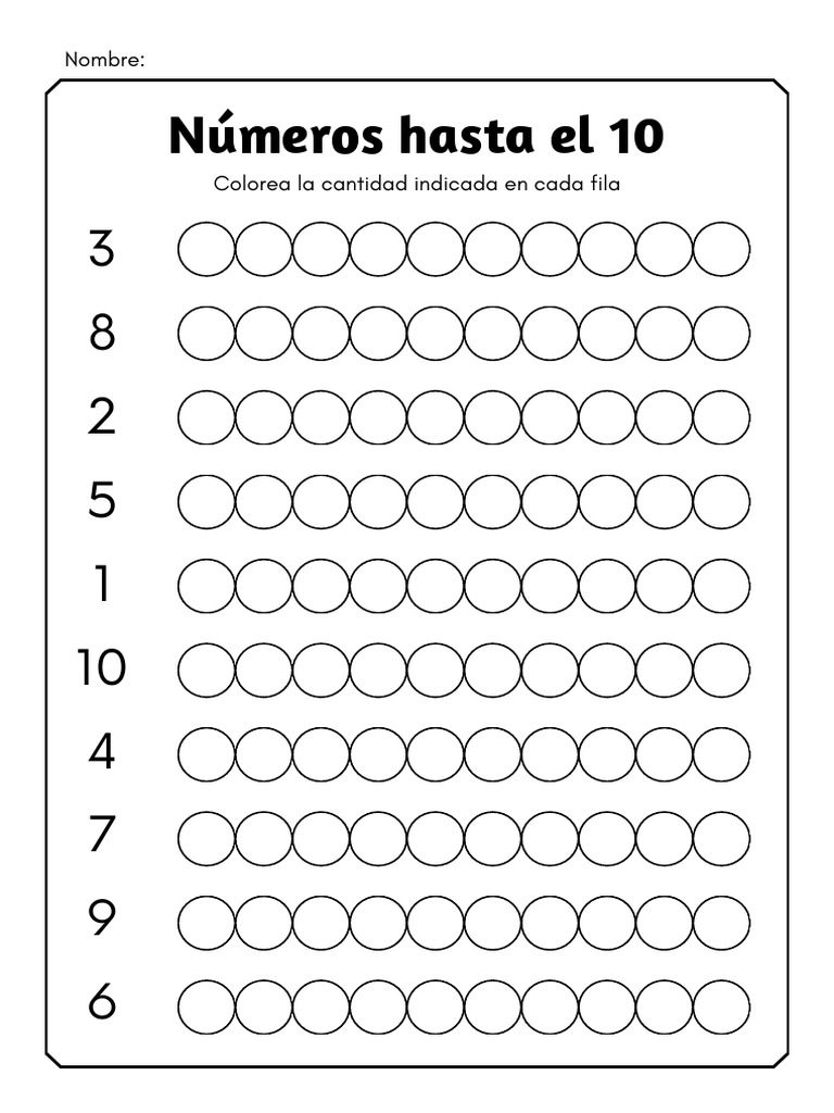 Números Hasta El 10: Nombre | PDF