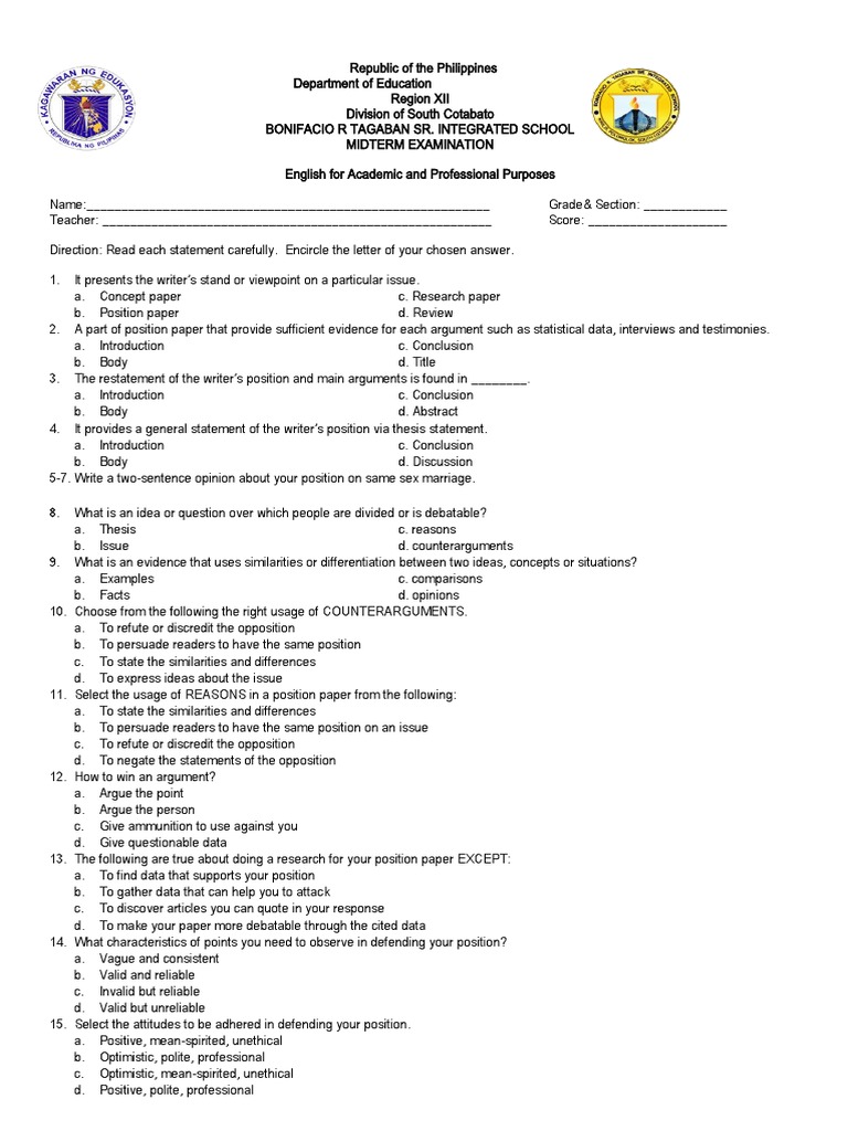 Eapp Final Exam With Tos From Deped | PDF | Observation | Experiment