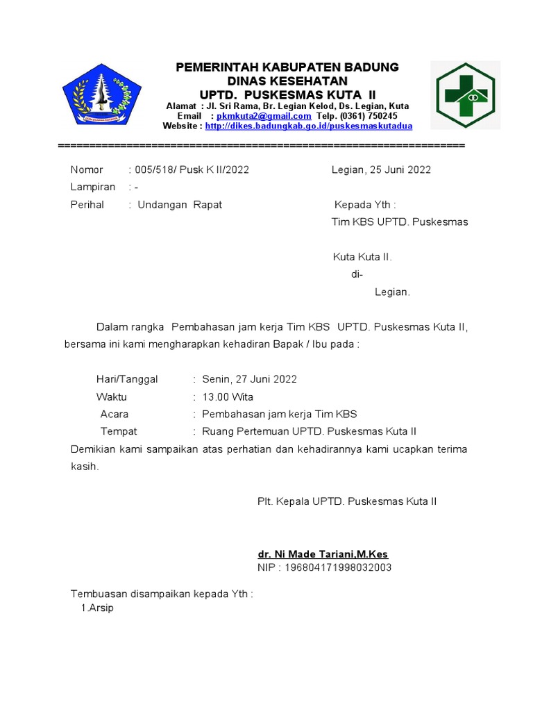 Undangan Rapat Team KBS | PDF