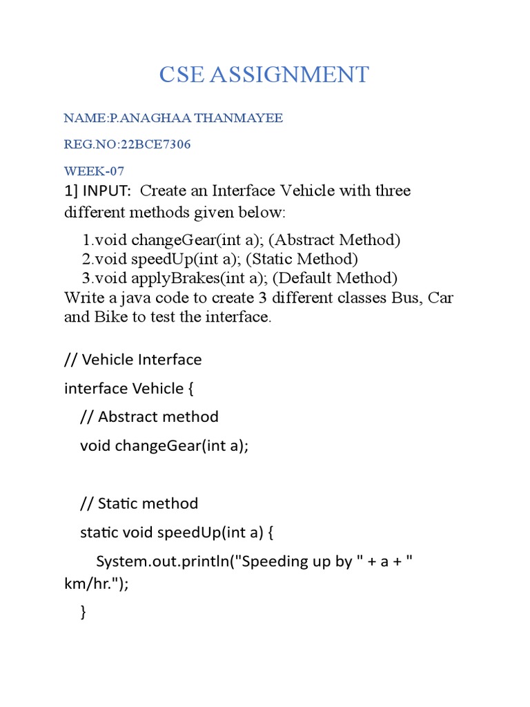 Cse Assignment Week 07 Pdf Method Computer Programming Class Computer Programming