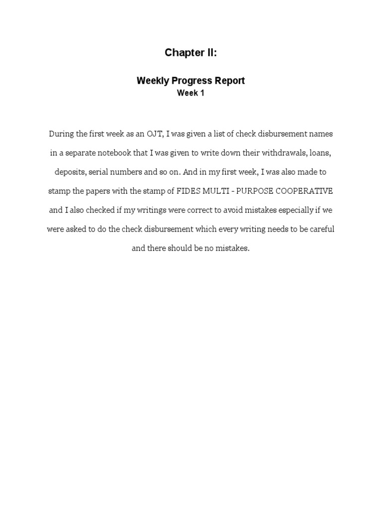 Weekly Progress Report: Week 1 | PDF