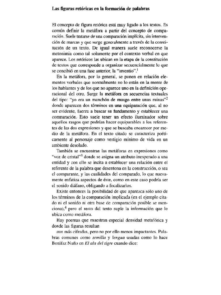 LAS FIGURAS RETORICAS EN LA FORMACIÓN DE PALABRAS | PDF