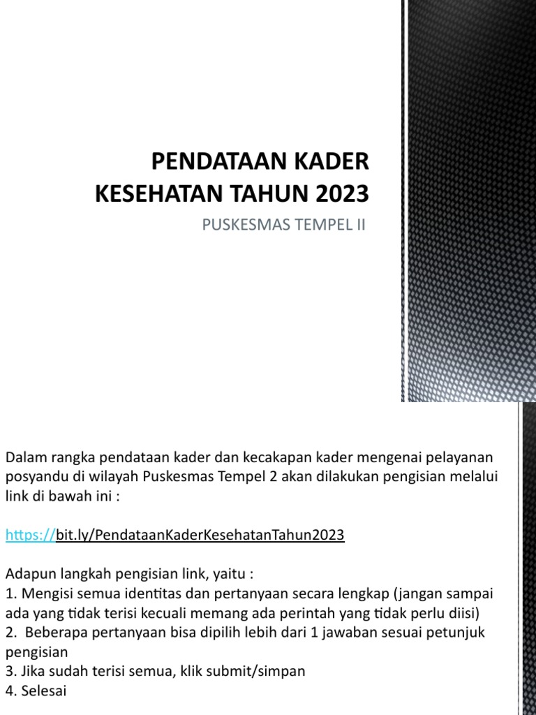 Pendataan Kader Kesehatan Tahun 2023 | PDF
