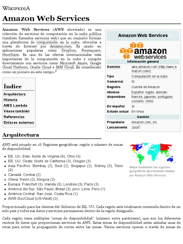 Amazon Web Services - Wikipedia, La Enciclopedia Libre | Descargar ...