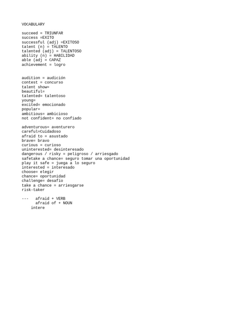 Banco de Palabras Parte 12 | PDF