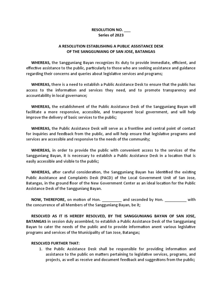 Establishment of Public Assistance Desk | PDF | Governance | Justice