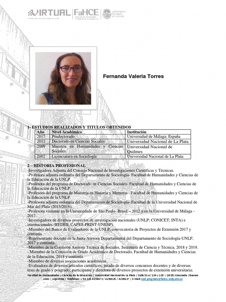 CV Fernanda Torres | PDF | Universidad | Academia