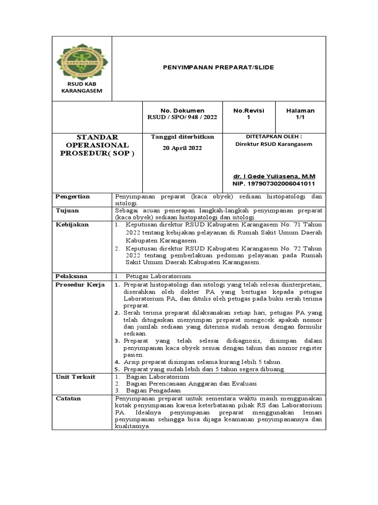 Penyimpanan Preparat | PDF