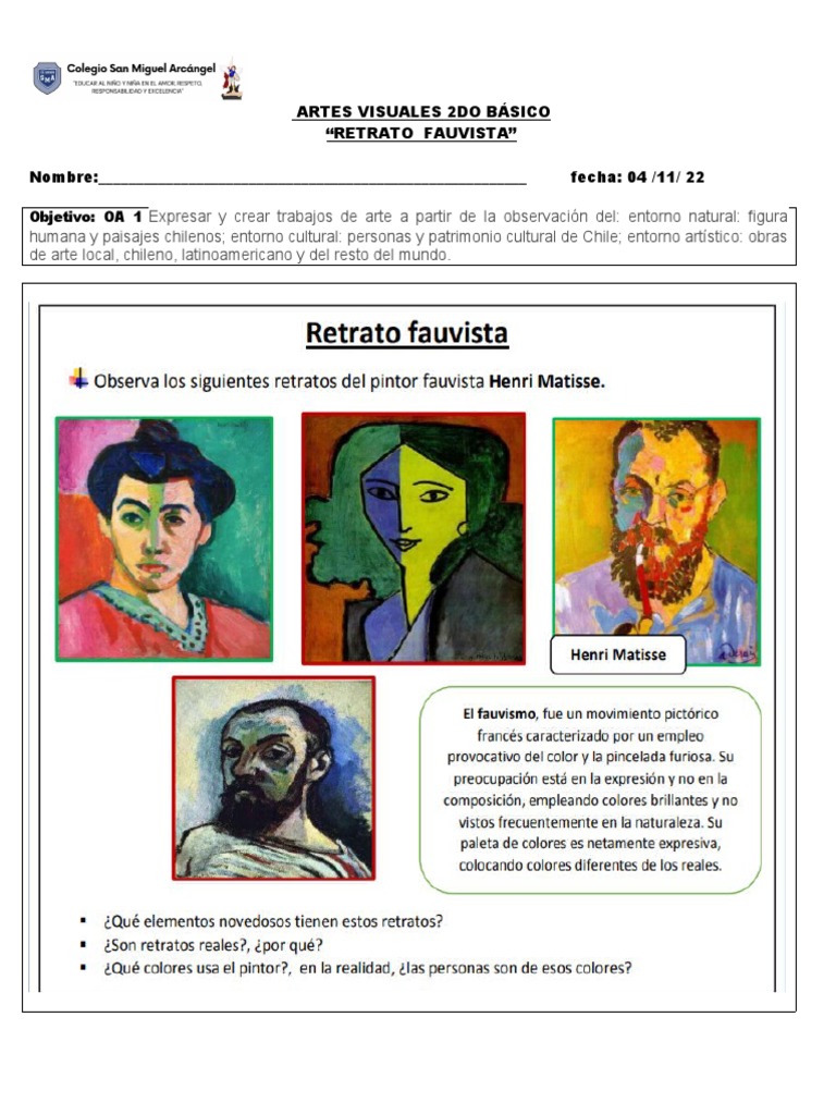 Actividad: Retrato Fauvista 2° Básico | PDF
