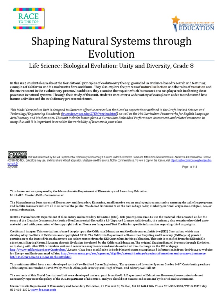 Shaping Natural Systems Through Evolution: Life Science: Biological ...