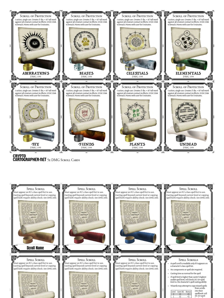 Scroll Cards 5e Cryptocartographer | PDF | Dungeons & Dragons | Gary ...