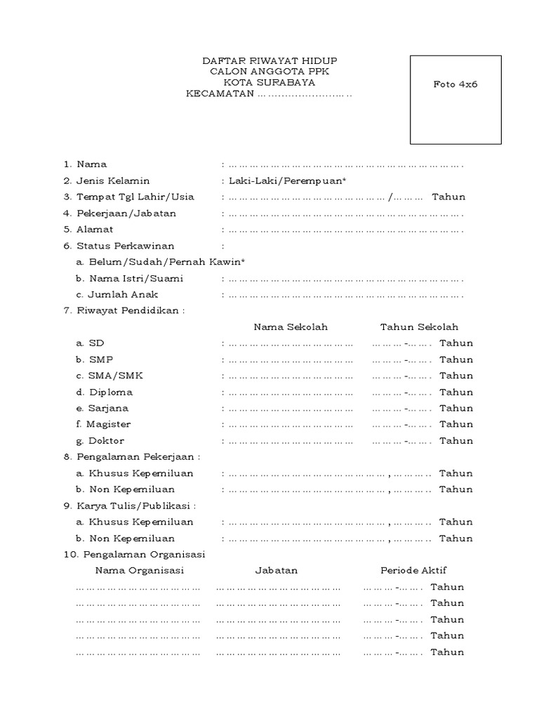 DAFTAR RIWAYAT HIDUP PPK | PDF