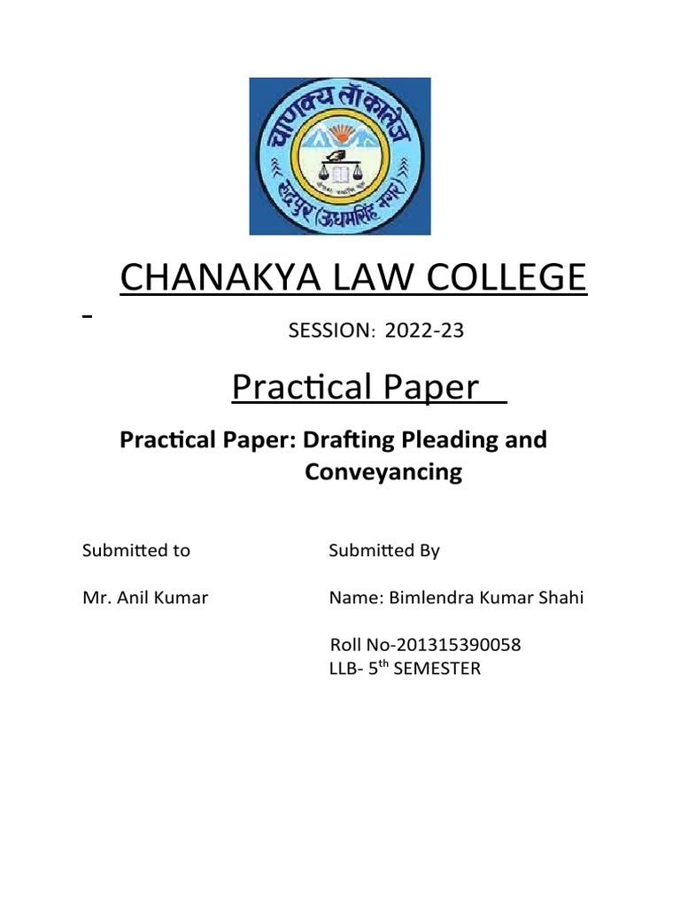 Chanakya Law College: Practical Paper | PDF