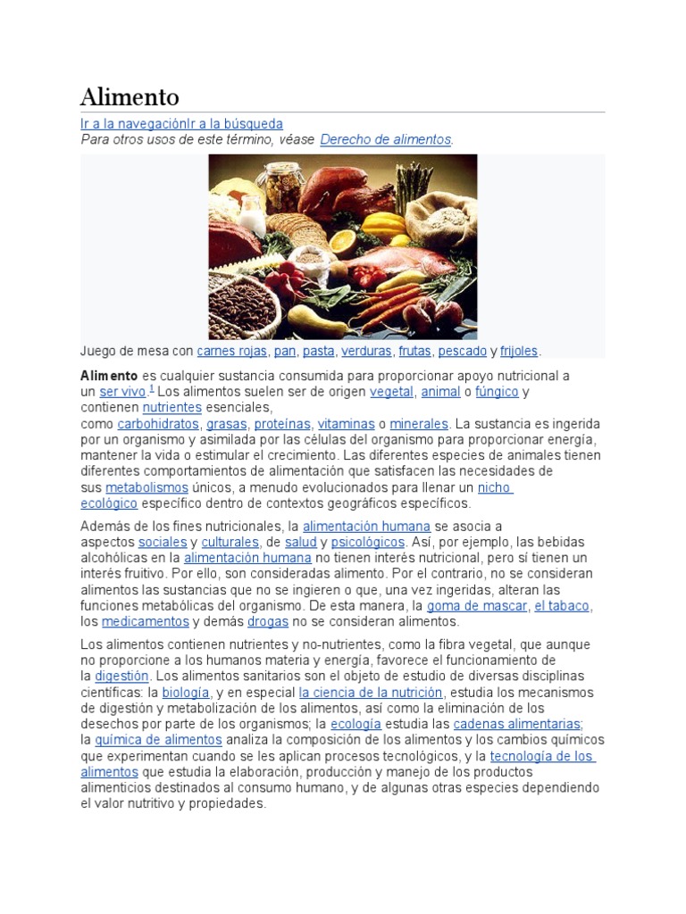 Alimento | PDF | Alimentos | Nutrición