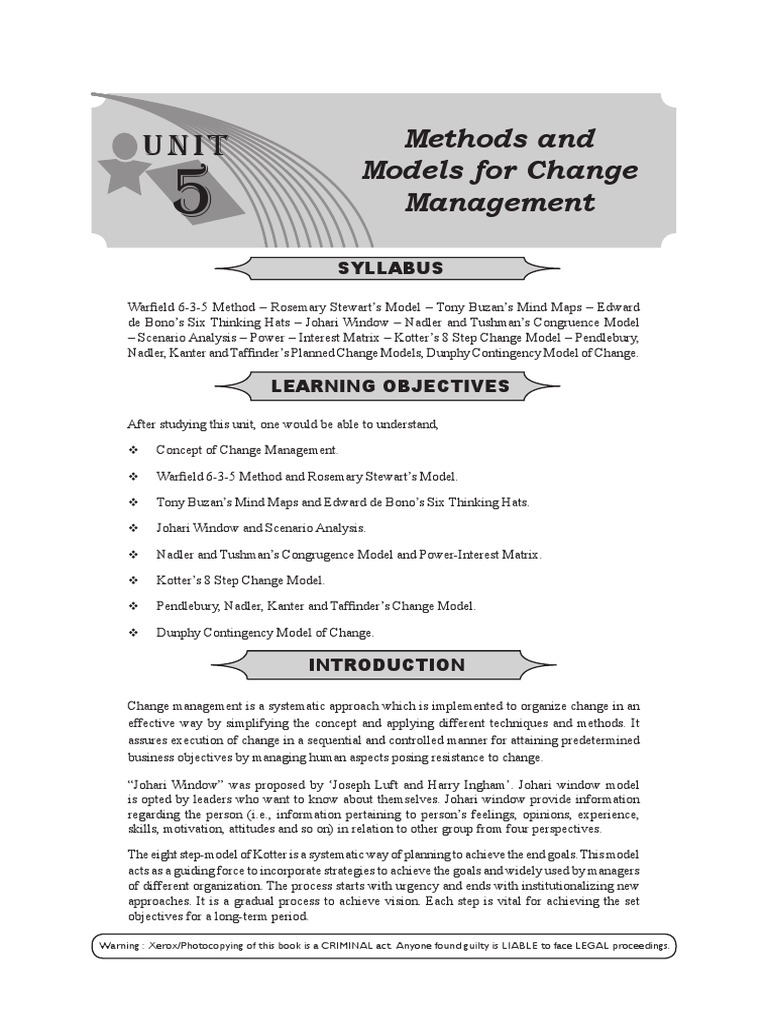 Unit 5 | Download Free PDF | Change Management | Thought