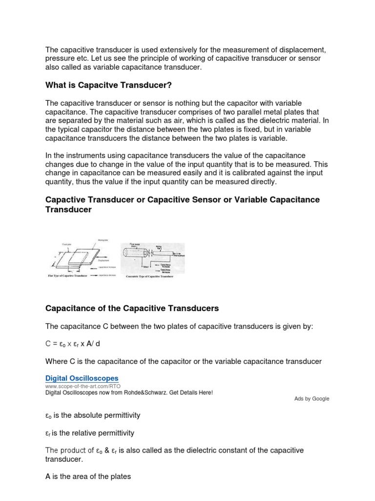 The Capacitive Transducer | PDF | Capacitor | Electrical Equipment