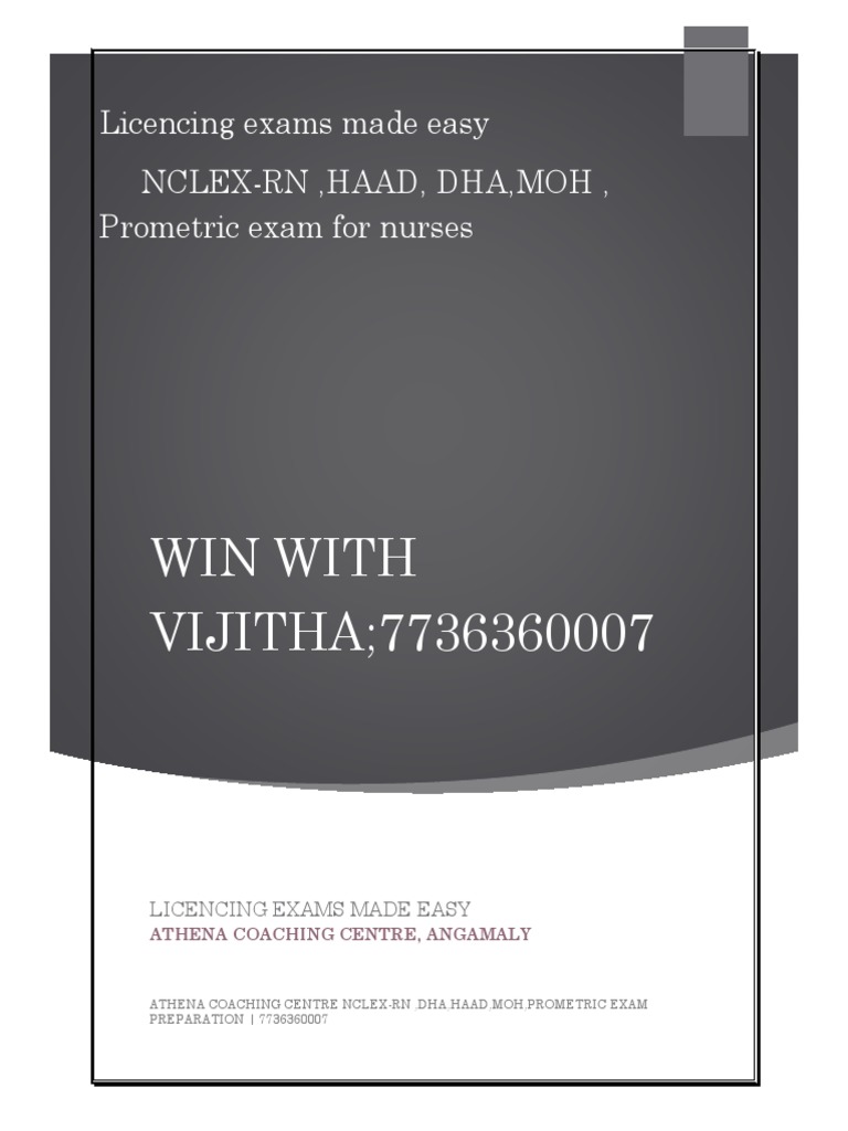 Win With VIJITHA 7736360007: Licencing Exams Made Easy Nclex-Rn, Haad, Dha, Moh, Prometric Exam ...