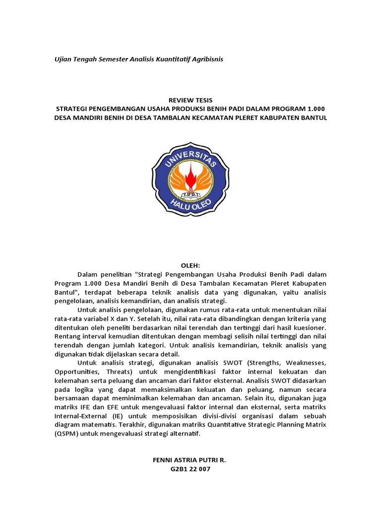 Mid Kuantitatif Fenni Astria Putri R. | PDF