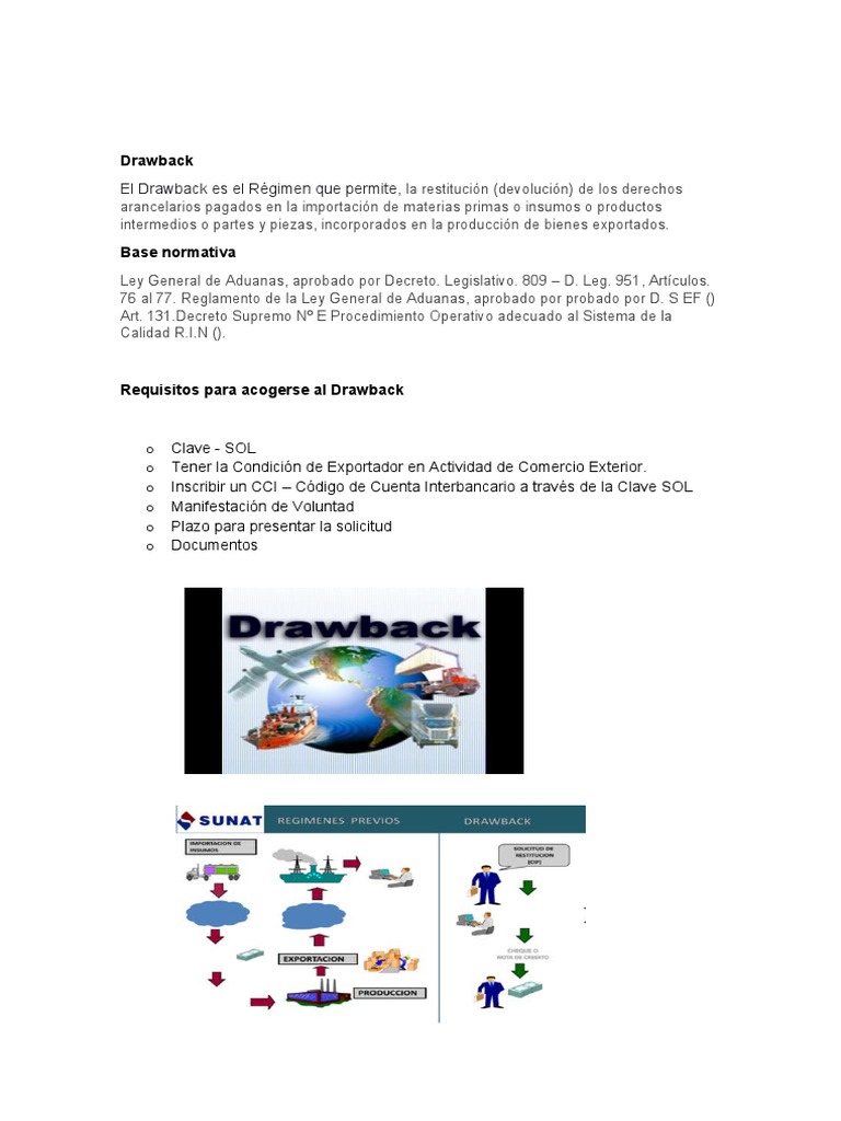 Requisitos y procedimientos del régimen de drawback para la restitución ...