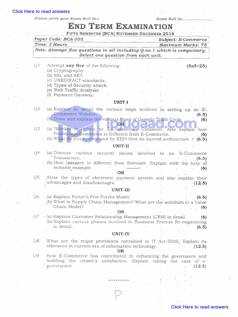 Ipjugaad - BCA 5th Sem E-Commerce Paper 2018 | PDF | Career & Growth