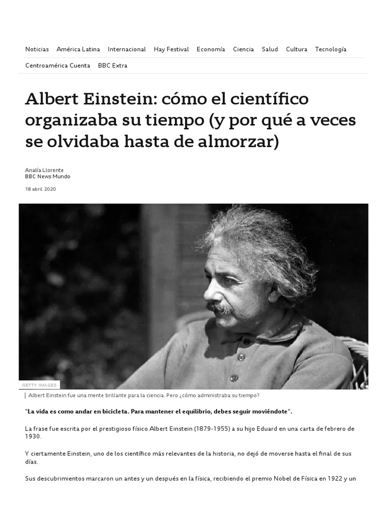 Albert Einstein Cómo El Científico Organizaba Su Tiempo | PDF | Albert ...
