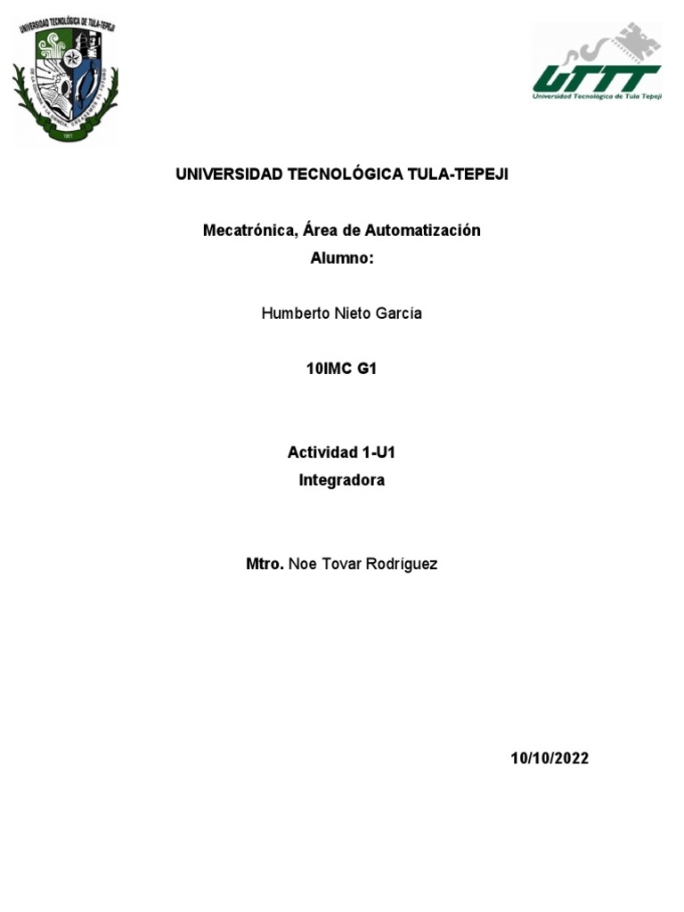 Universidad Tecnológica Tula-Tepeji Mecatrónica, Área de Automatización ...