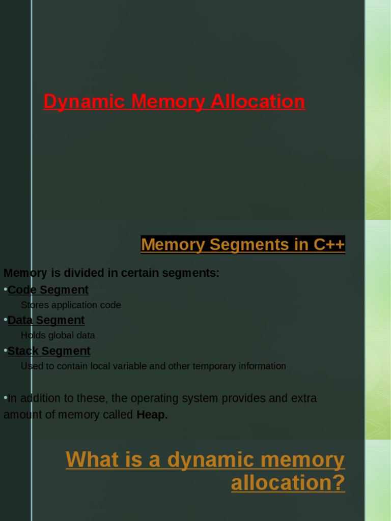Dynamic Memory Allocation (I) | PDF Dynamic Memory Allocation (I) | PDF