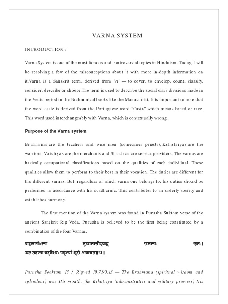 Varna System | PDF | Ancient India | Indian Religions