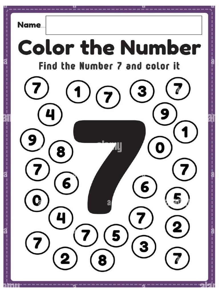 Number 7 Kindergarten Worksheet | PDF