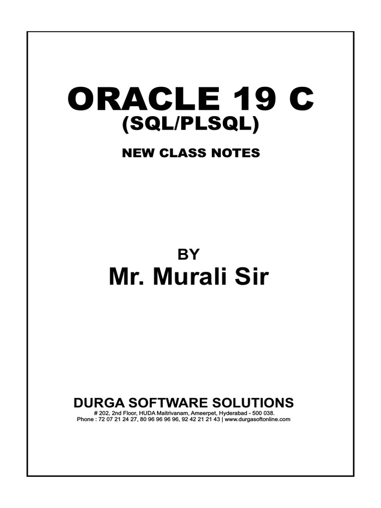 Oracle 19 C: Mr. Murali Sir | Download Free PDF | Pl/Sql | Information ...