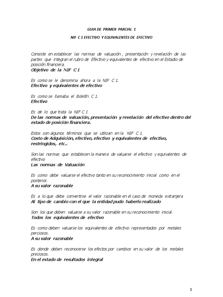 NIF C1 Efectivo | PDF | Moneda | Bancos