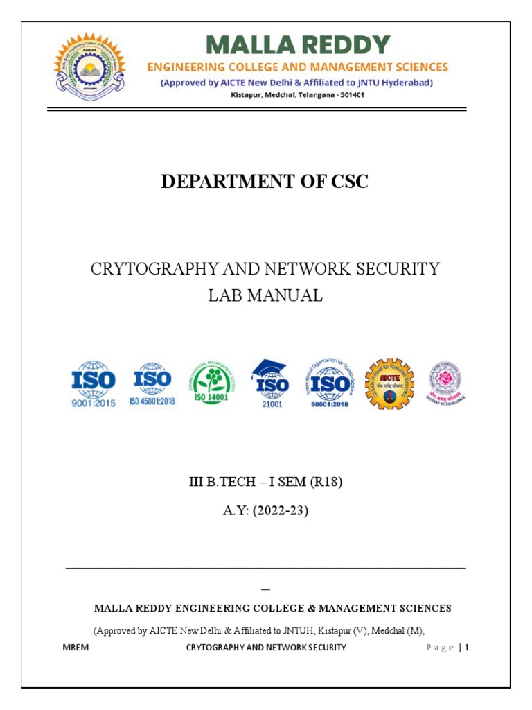 CNS 3-1 Lab Manual | PDF | Encryption | Cryptography CNS 3-1 Lab Manual | PDF | Encryption | Cryptography