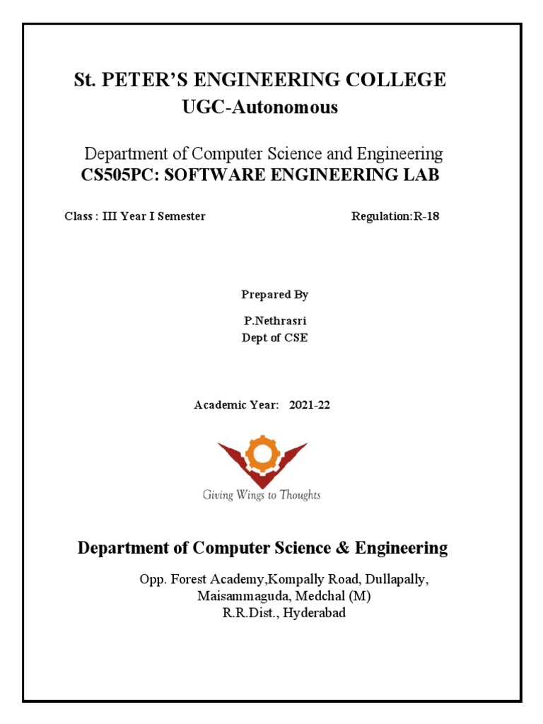Software Engineering Lab Syllabus CSE | PDF | Software Testing ...