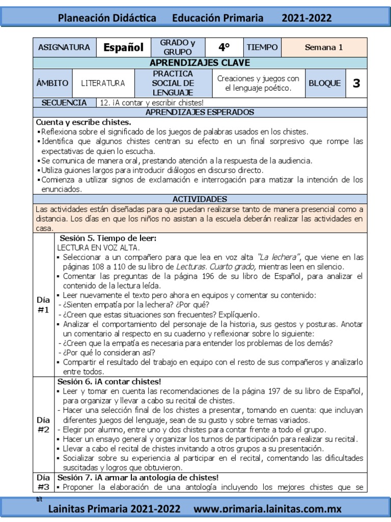 ?junio - 4to Grado Español (2021-2022) | PDF | Educación primaria | Teatro