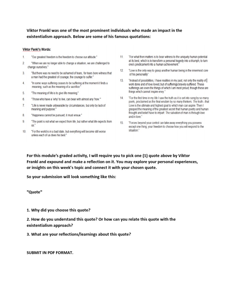 Viktor Frankl Activity Existentialism PDF | PDF | Experience | Learning