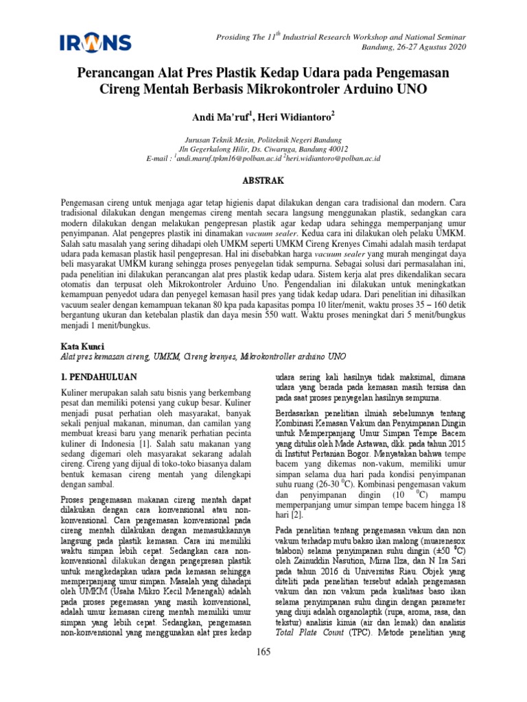 Desain Alat Pres Plastik Cireng Berbasis Arduino | PDF