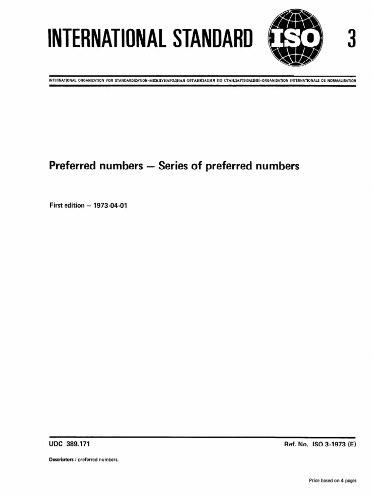 ISO 3-1973: Preferred Numbers Series | PDF | International Organization ...