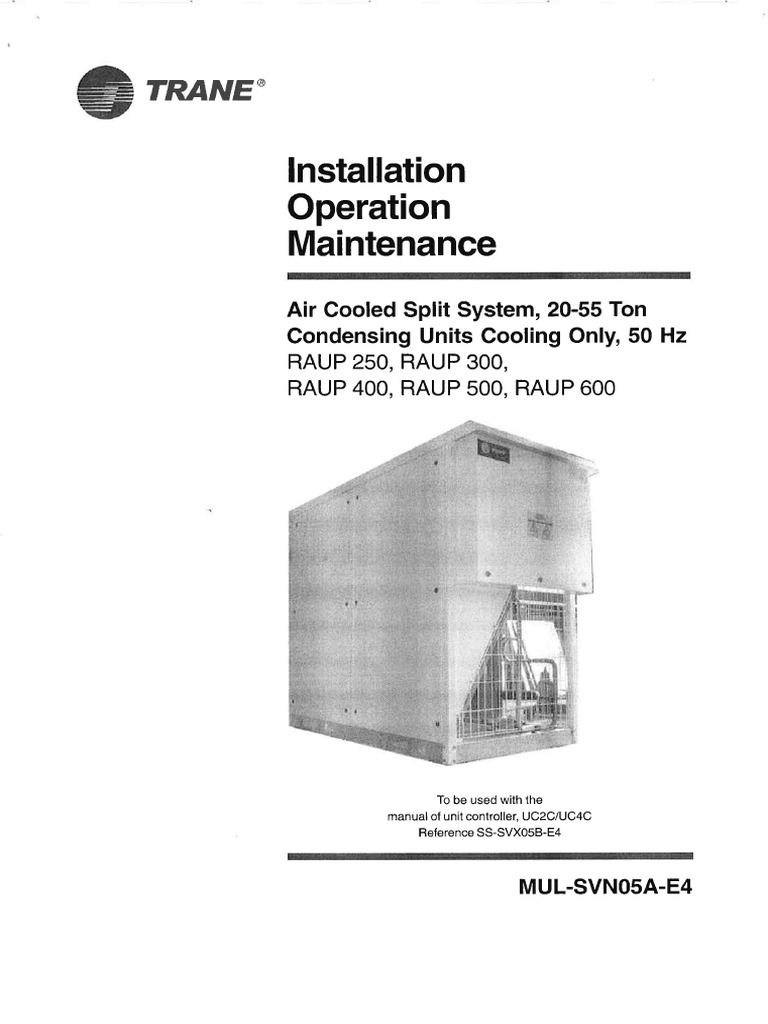 Trane Raup 250 600 Iom Pdf