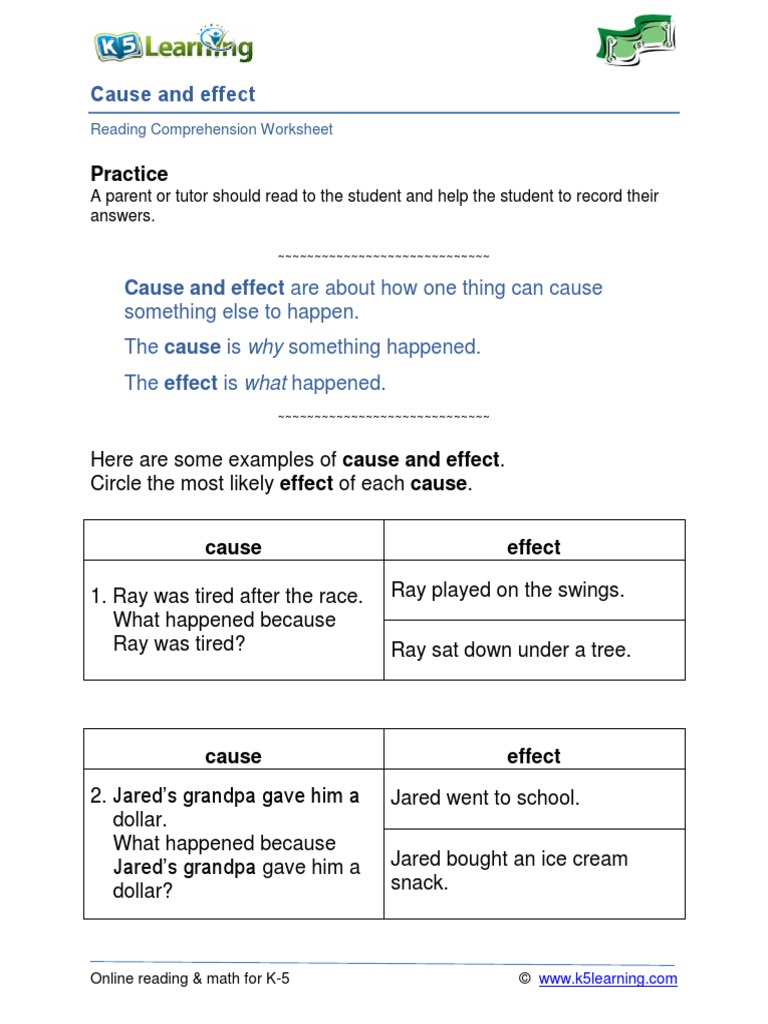 Grade 1 Cause Effect A | PDF