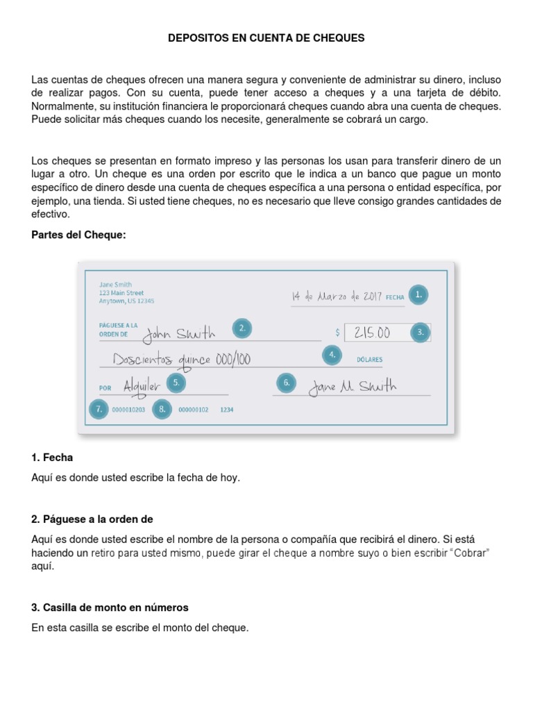 Folleto de Depositos en Cuenta de Cheques | PDF | Bancos | Cheque