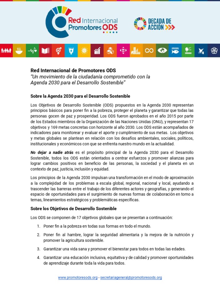 Presentación Institucional Promotores ODS - 2.2022 | PDF | Sustentabilidad | Desarrollo sostenible