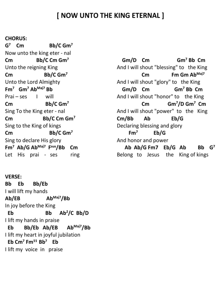 Now Unto the King Eternal Lyrics | PDF