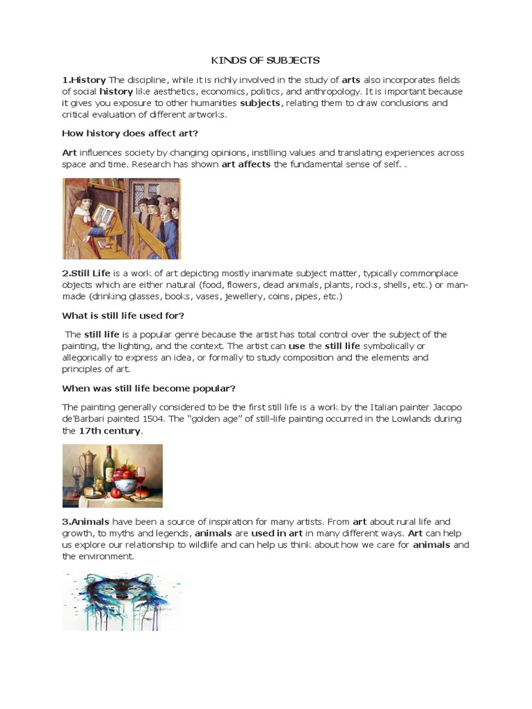 Kinds of Subjects | PDF | Still Life | Visual Arts